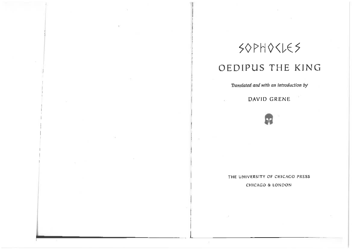 Oedipus - play - SOPHOKLES OEDIPUS THE KING Translated and with an ...