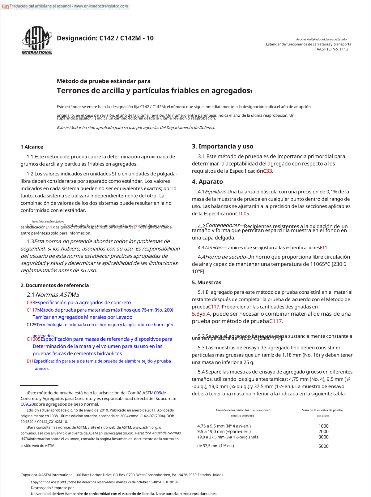 ASTM c142 c142m 10 - Designación: C142 / C142M - 10Designación: C142 ...