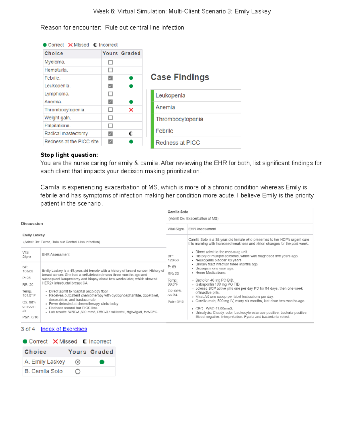 Week 6 Nursing Case Study: Emily Laskey's Health Assessment - Studocu