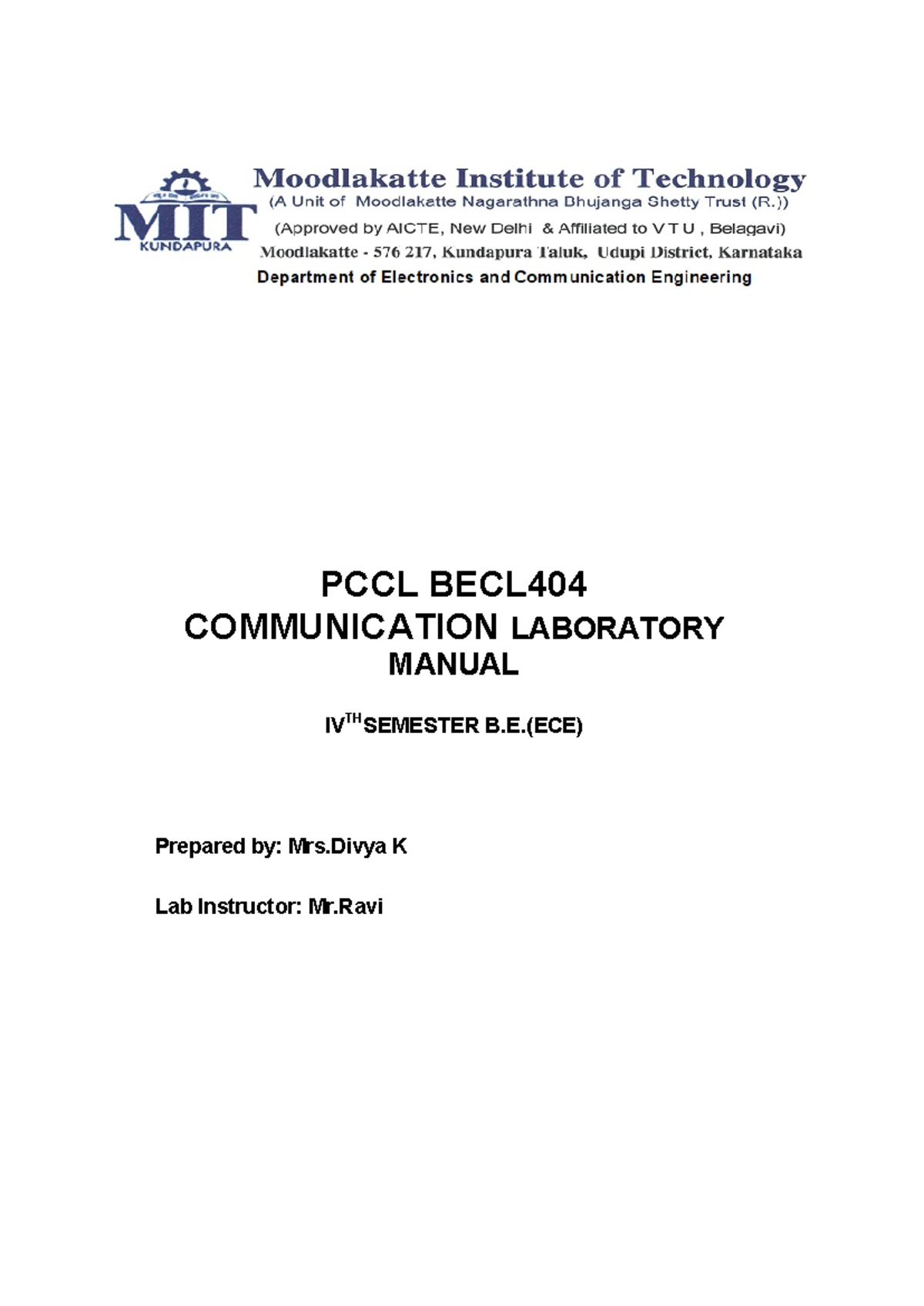 Organized - LAB_MANUAL OF COMMUNICATION LAB - PCCL BECL COMMUNICATION ...