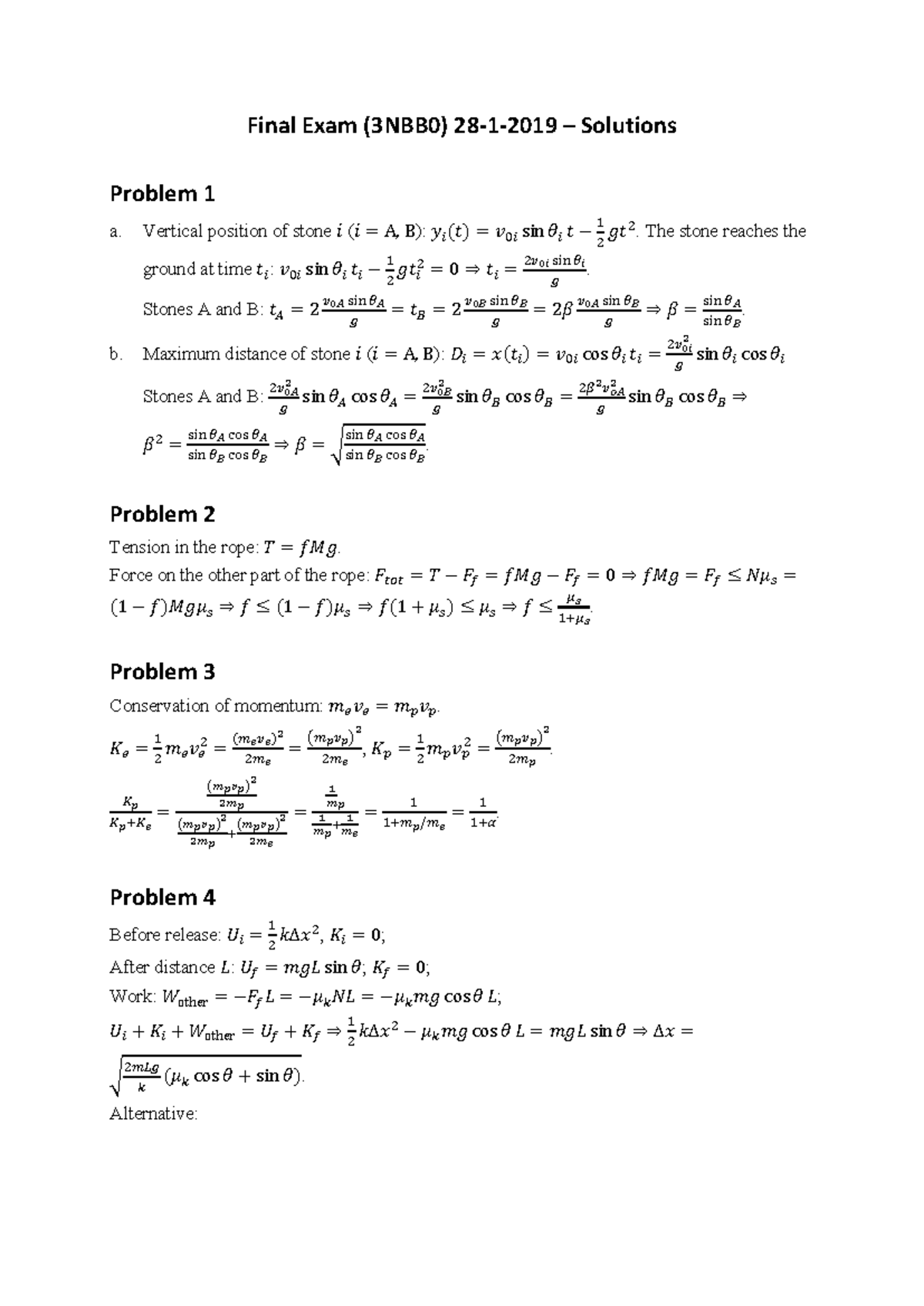 3NBB0 - 2018-2019 Final Exam Solutions with Detailed Answers - Studeersnel