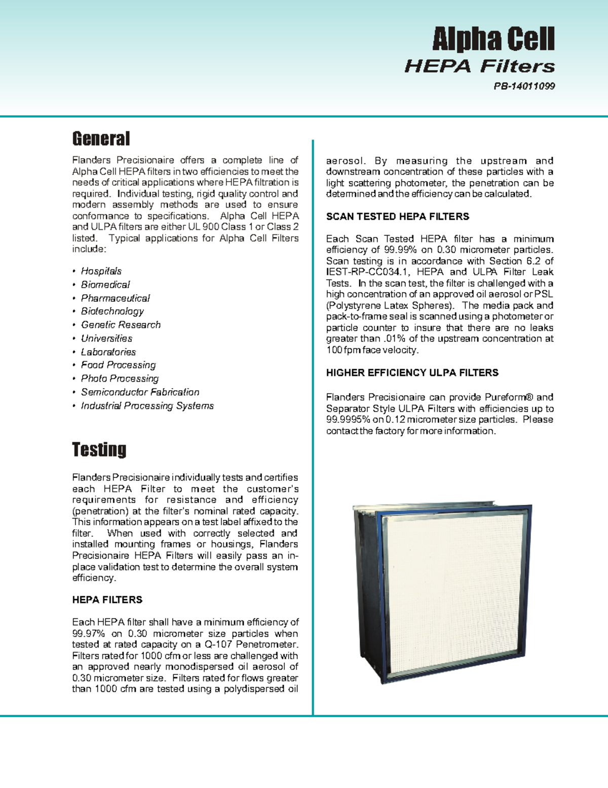 Alpha Cell HEPA Filters Overview and Specifications (Course Code ...