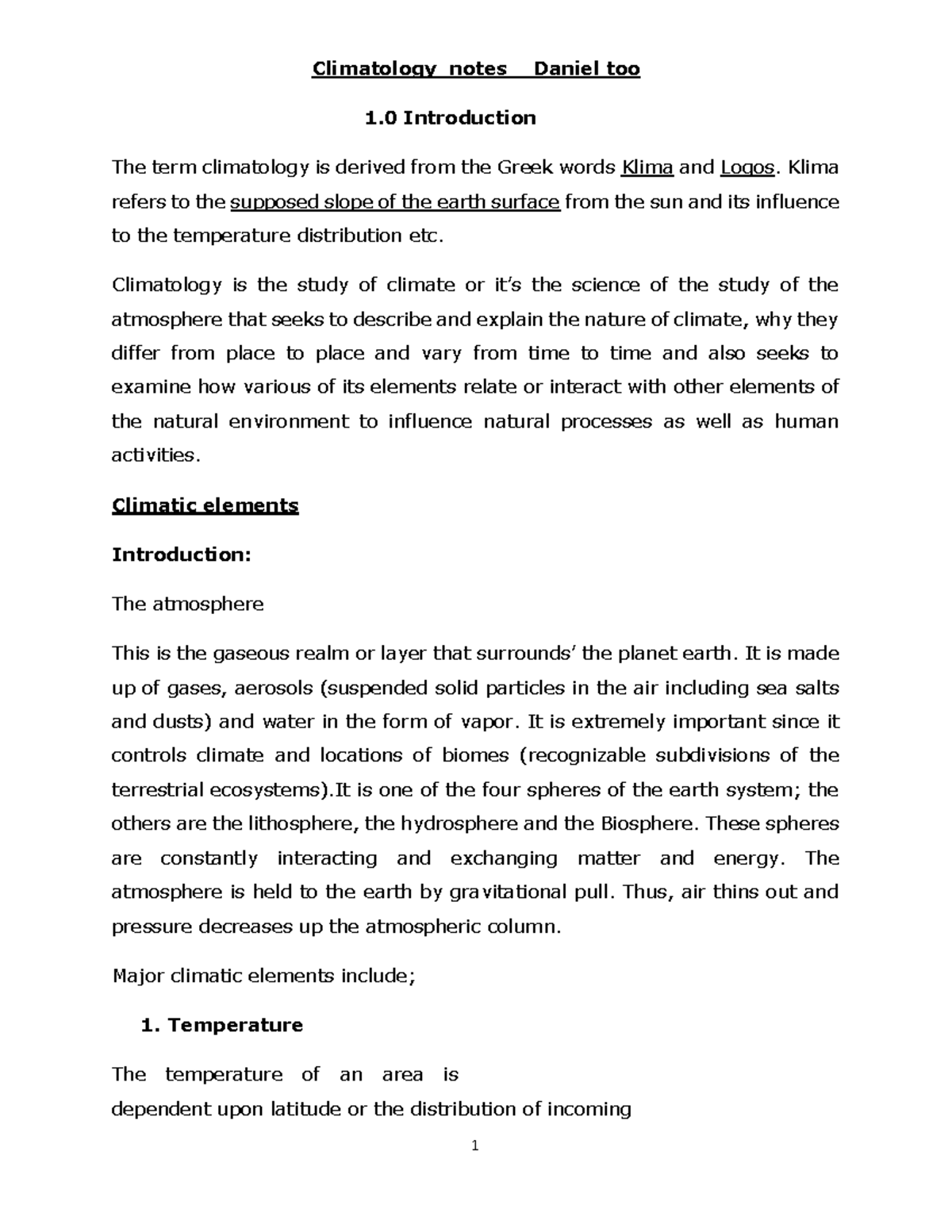 MKU - Comprehensive Climatology Notes for Study - Studocu