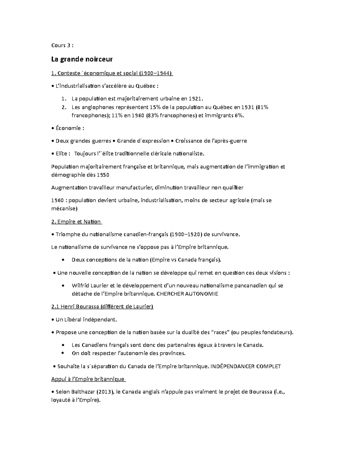 Cours 3 grande noirceur et révolution tranquille - Cours 3 : La grande ...