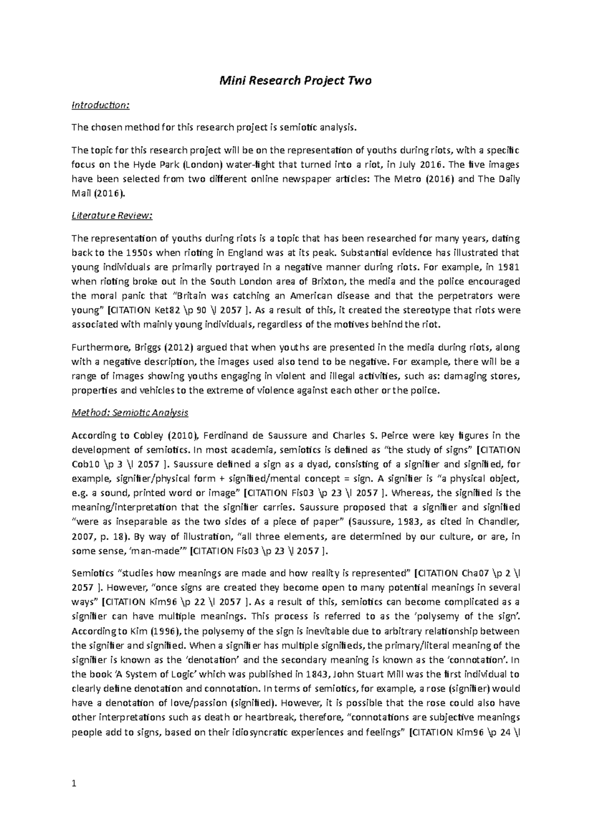Mini Research Project 2 - Semiotic Analysis - Mini Research Project Two ...