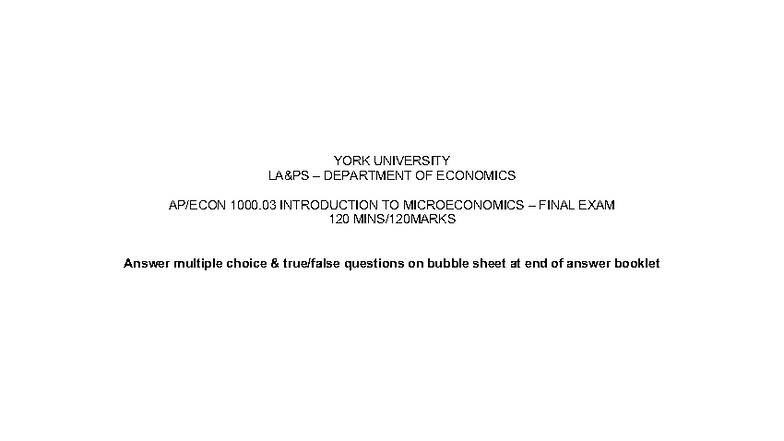 Econ 1000 Sample Final Exam Answer Booklet - Solutions - Studocu