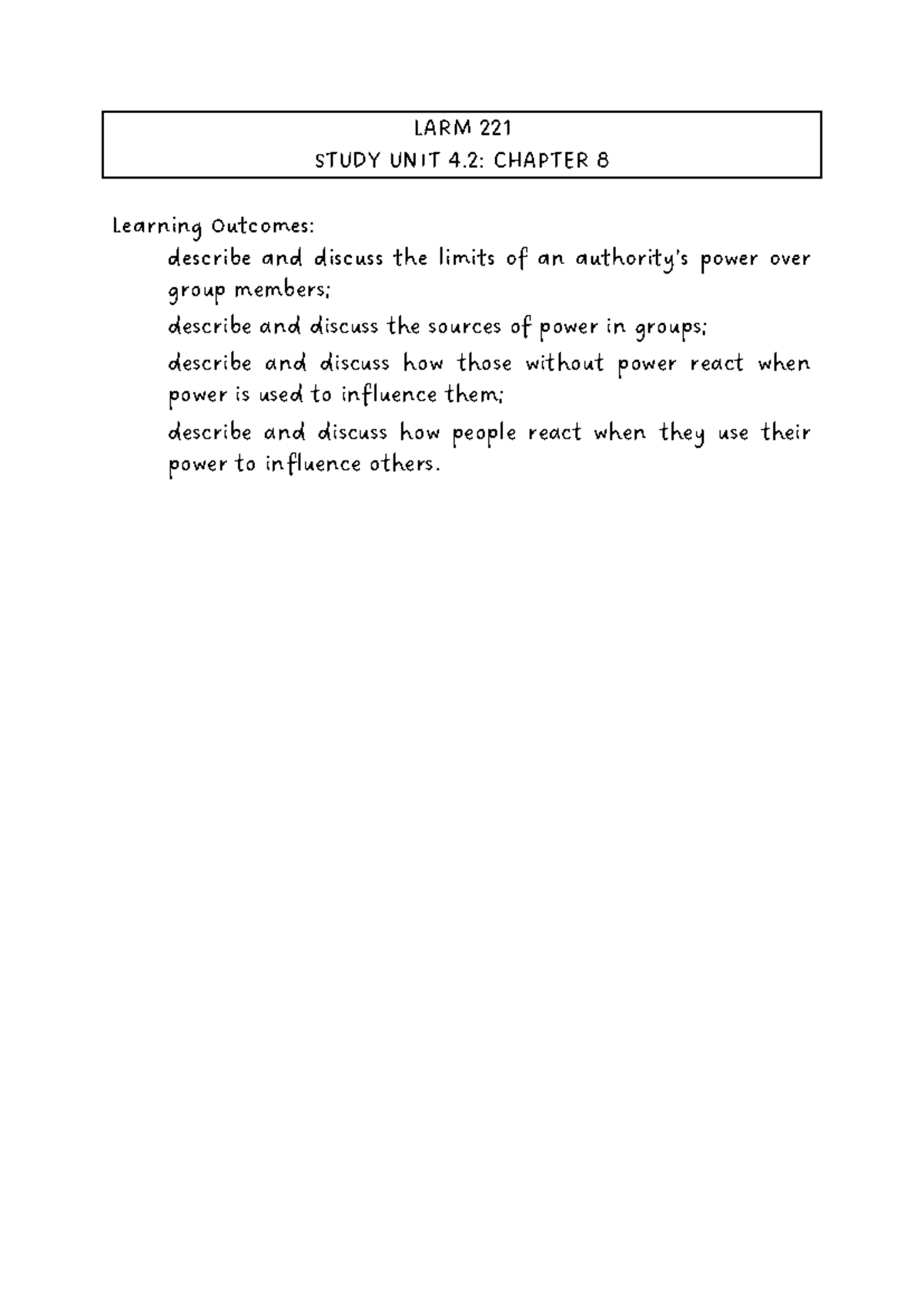 LARM 221 SU 4.2 Opsommings - LARM 221 STUDY UNIT 4: CHAPTER 8 Learning ...
