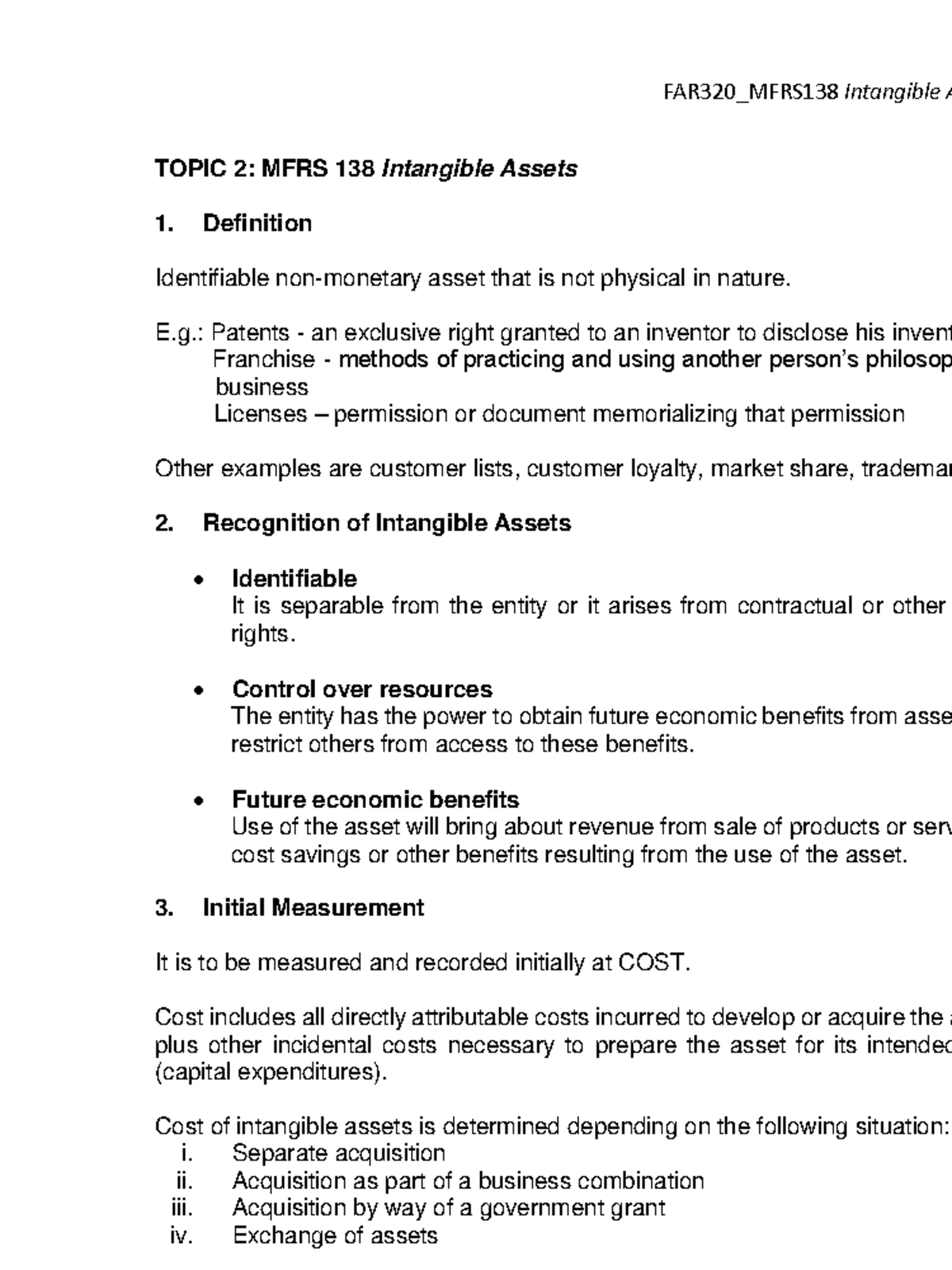 Topic 2: MFRS 138 - Understanding Intangible Assets and Their Treatment ...