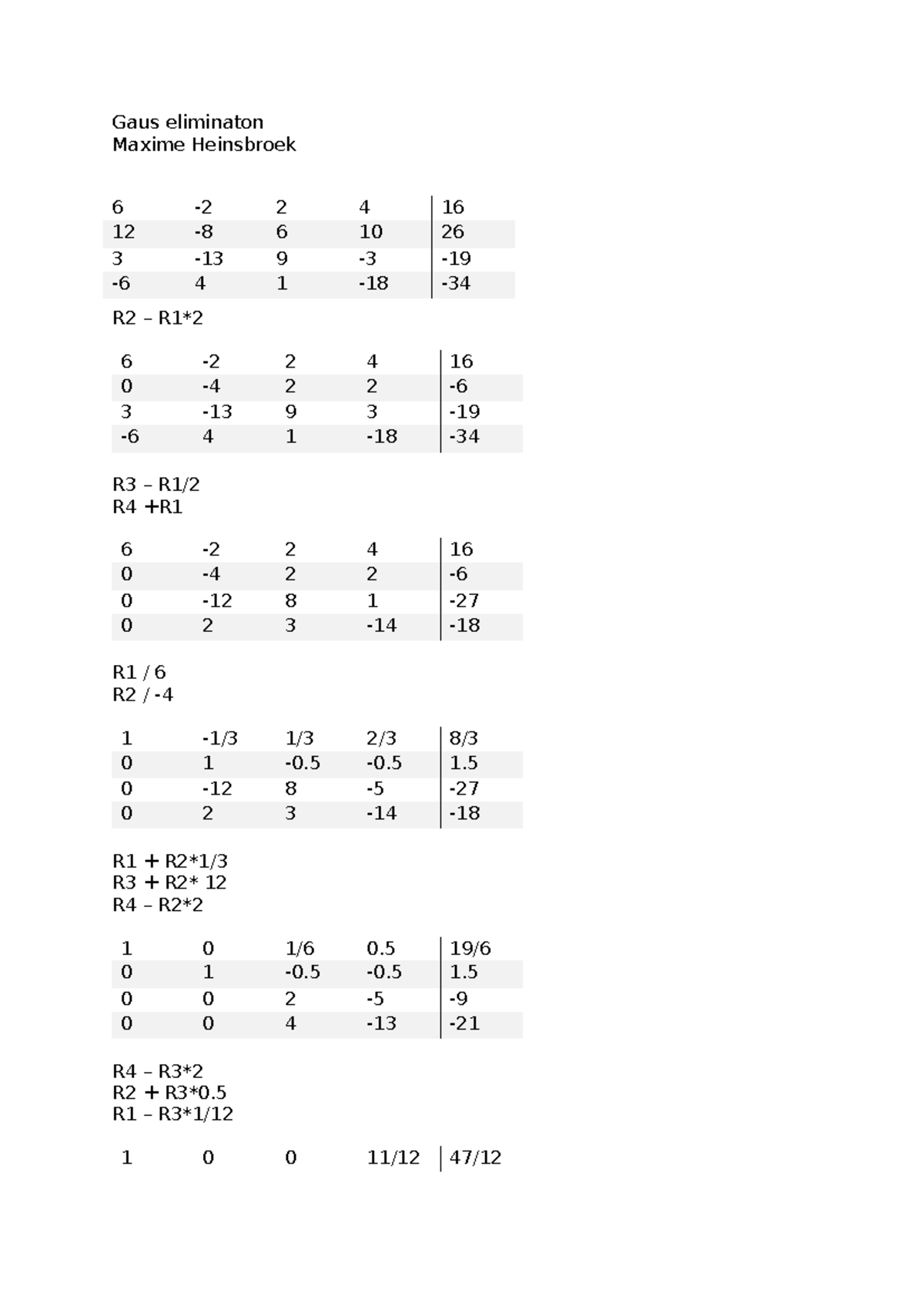 Gaus Elimination Notes for Math 612 - Studeersnel