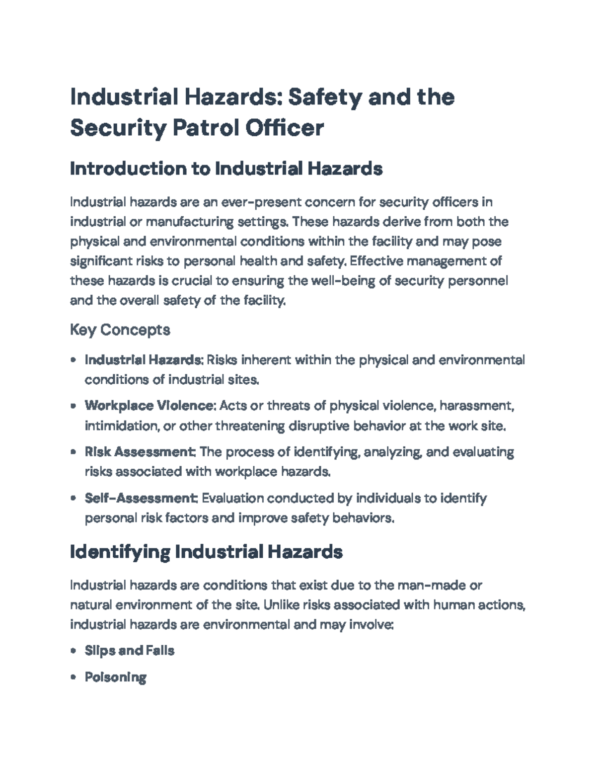 Managing Industrial Hazards: A Guide for Security Officers - Industrial ...