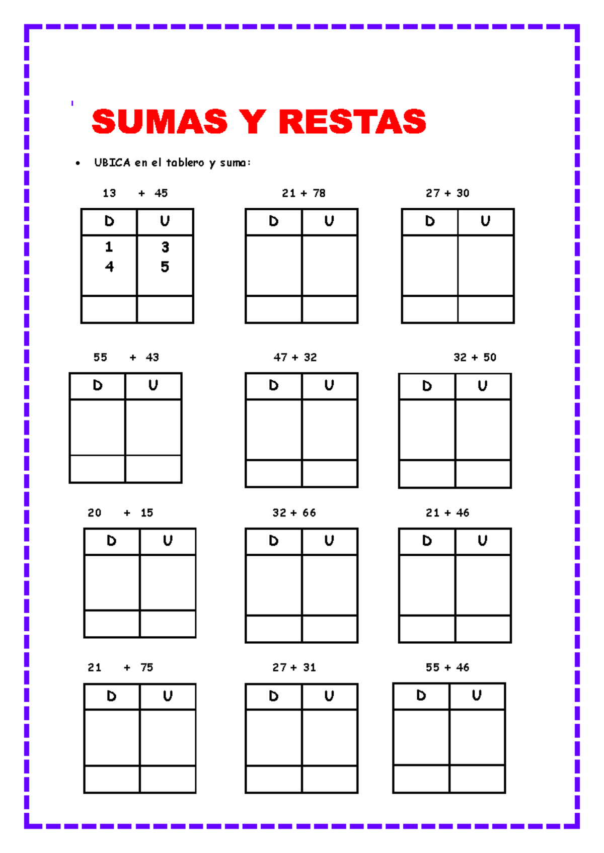 Sumas y Restas para Segundo Grado de Primaria - Educaditos 55 + 43 47 ...