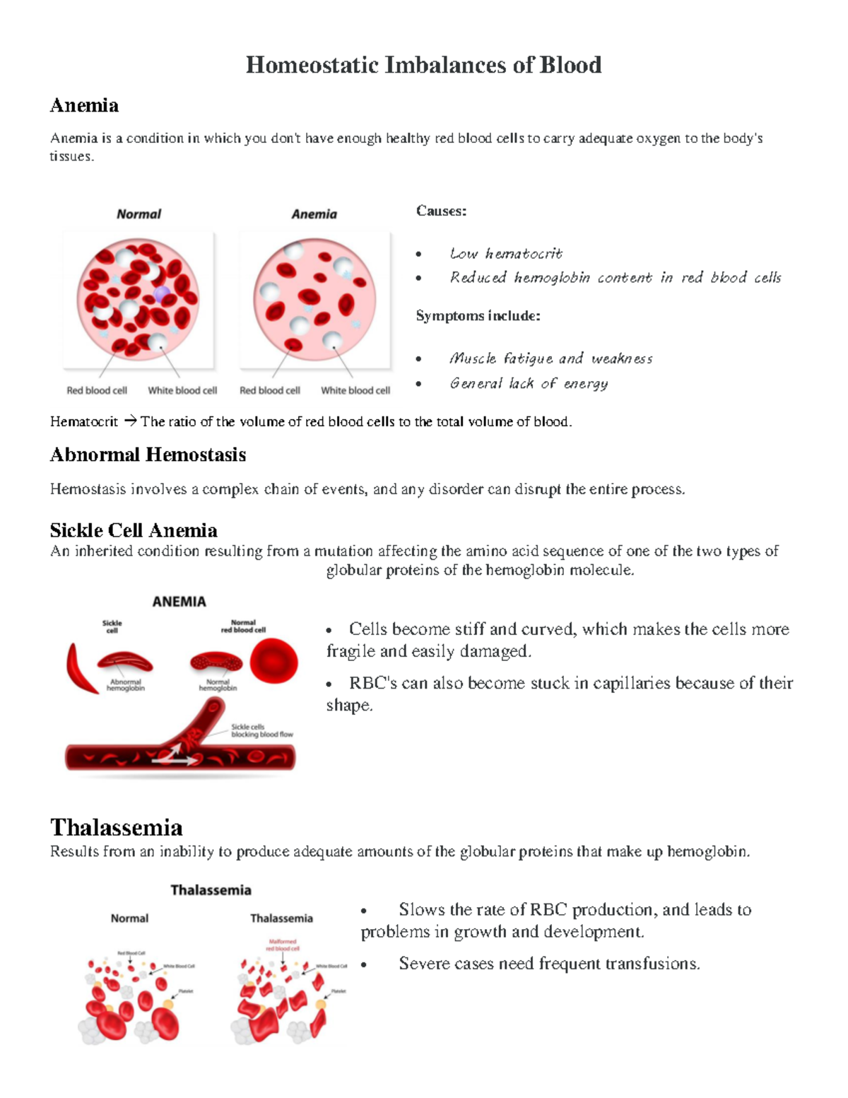Homeostatic Imbalances in Blood: Anemia & Coagulation Disorders - Studocu