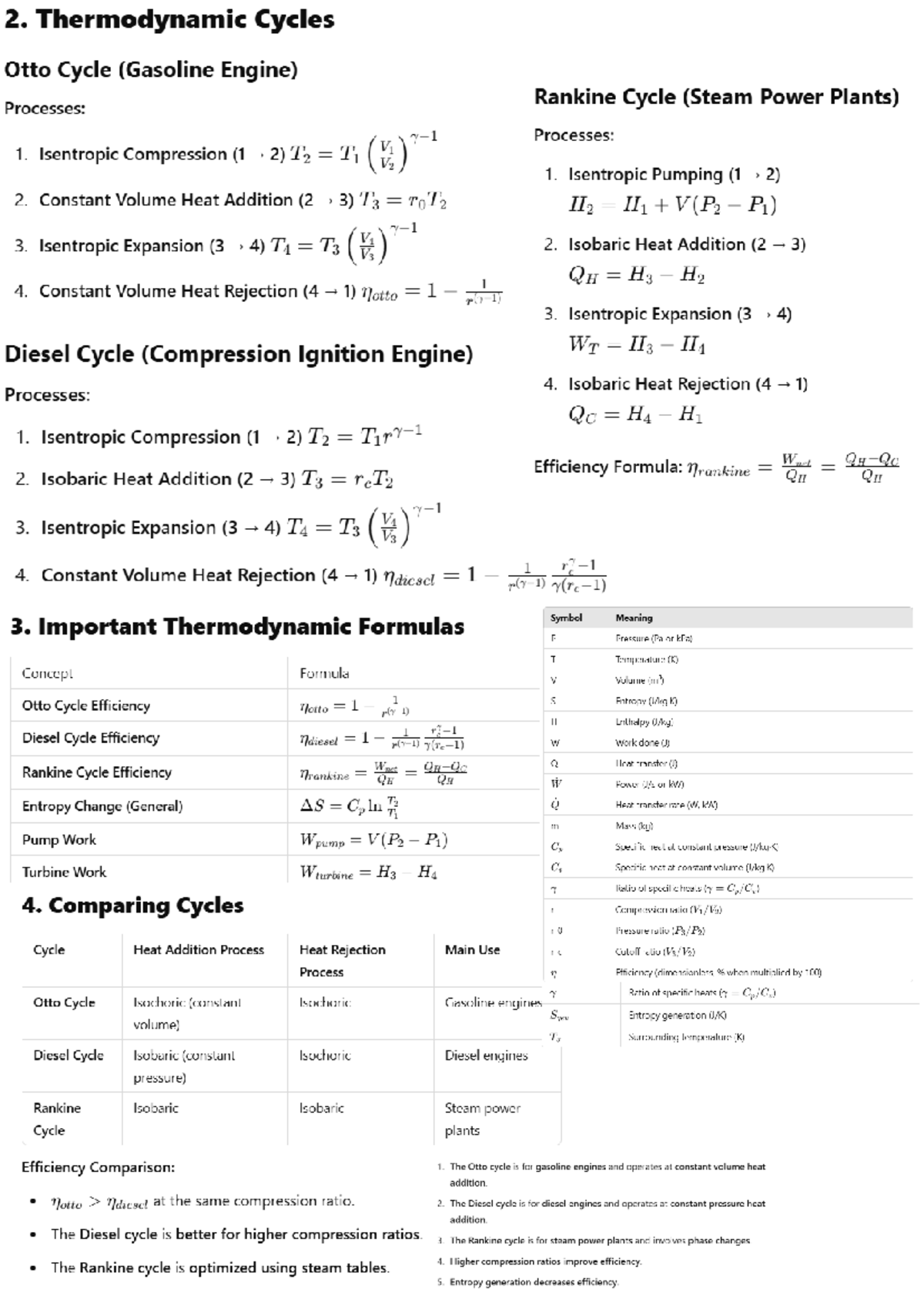 Chem Thermo Notes - 2. Thermodynamic Cycles Otto Cycle (Gasoline Engine ...