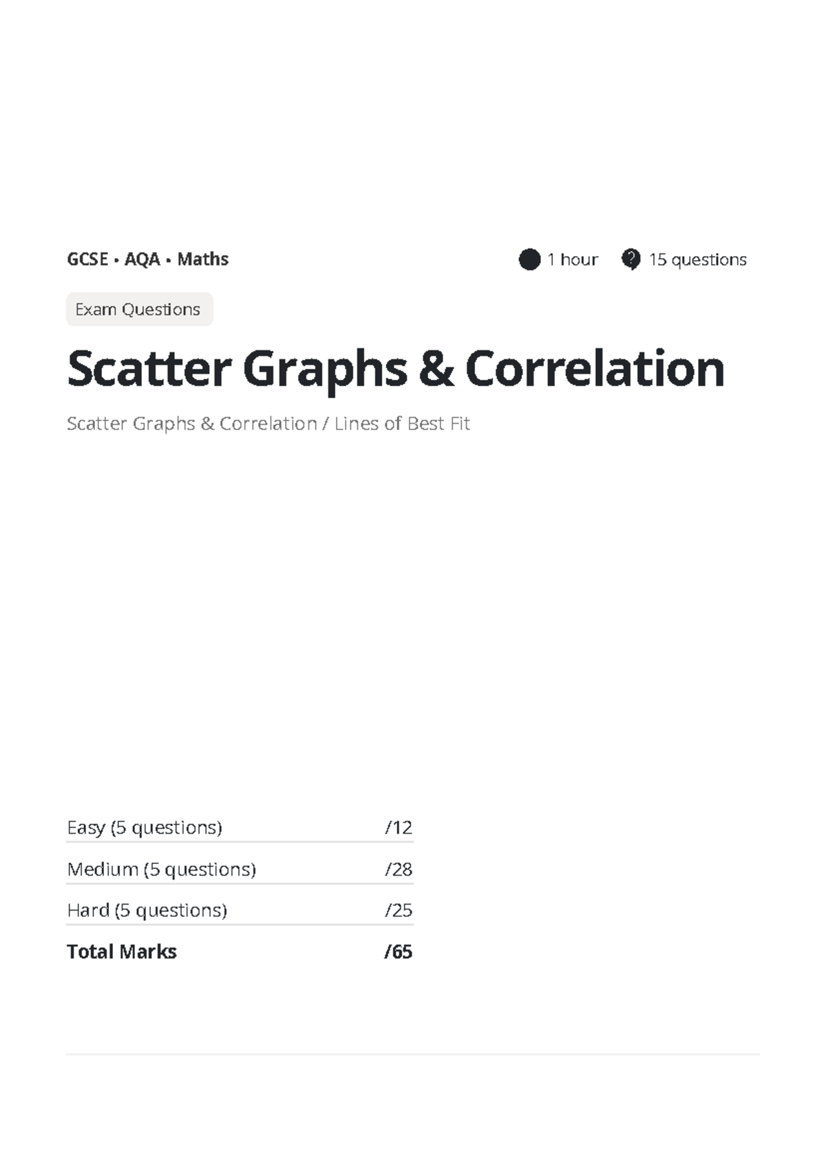 GCSE AQA Maths: Exam Questions on Scatter Graphs & Correlation - Studocu