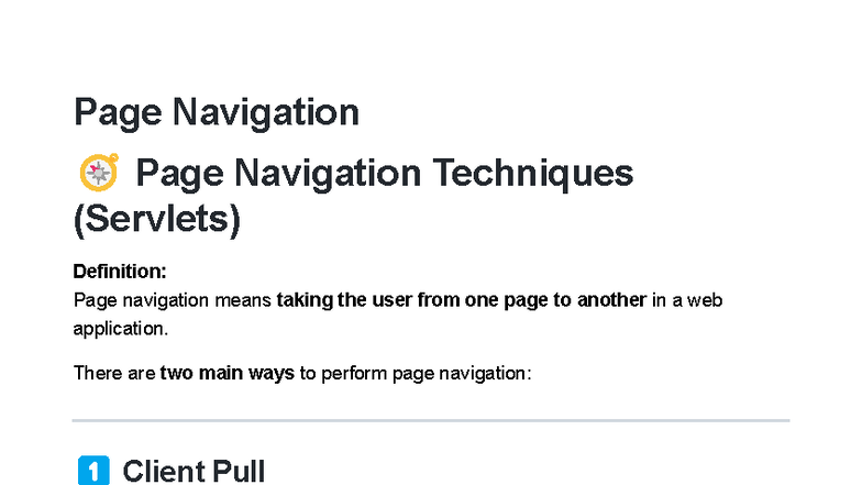 Page Navigation Techniques (Servlets) - Study Notes - Studocu
