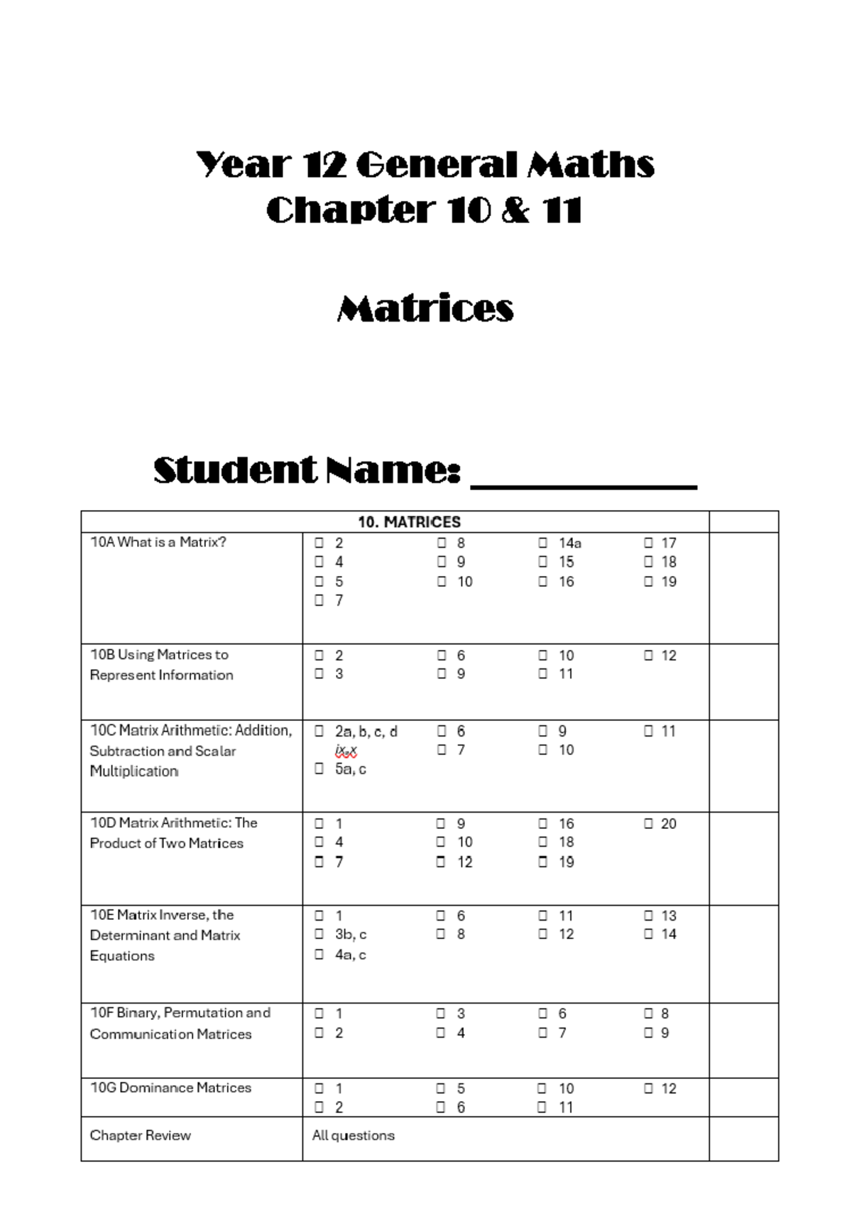 Year 12 General Maths Chapter 10: Matrices Definitions and Operations ...