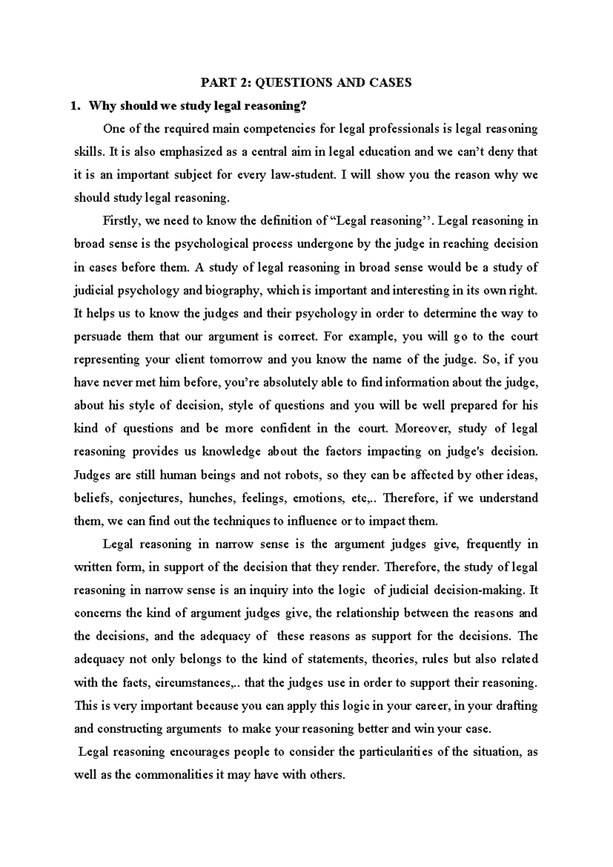 Ôn thi Legal Reasoning: Key Concepts and Techniques for Success - Studocu