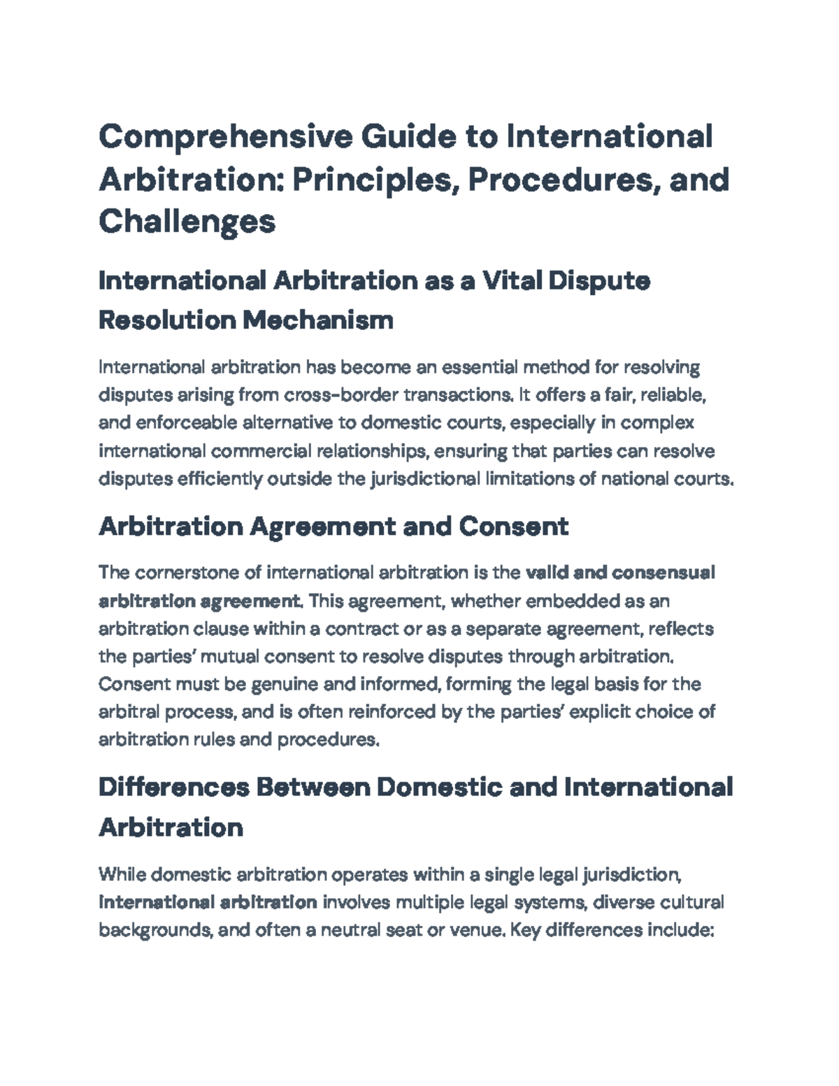Comprehensive Guide to International Arbitration: Principles ...