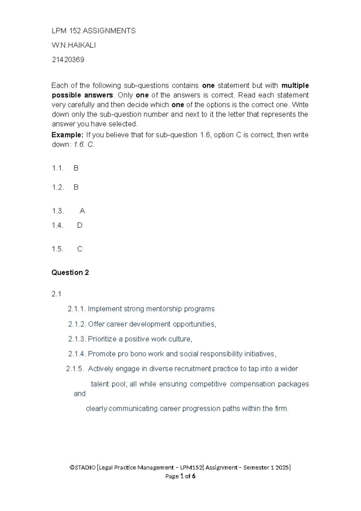 LPM 152 Practice Management Assignment: Key Concepts and Guidelines ...