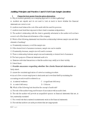 Audit CHAP 3 WORK Sheet 11 - Multiple-Choice Questions If it is ...