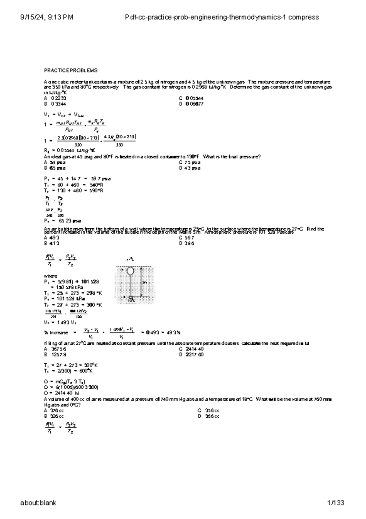 Pdf cc practice prob engineering thermodynamics 1 compress - PRA PRACTCTICICEE - Studocu
