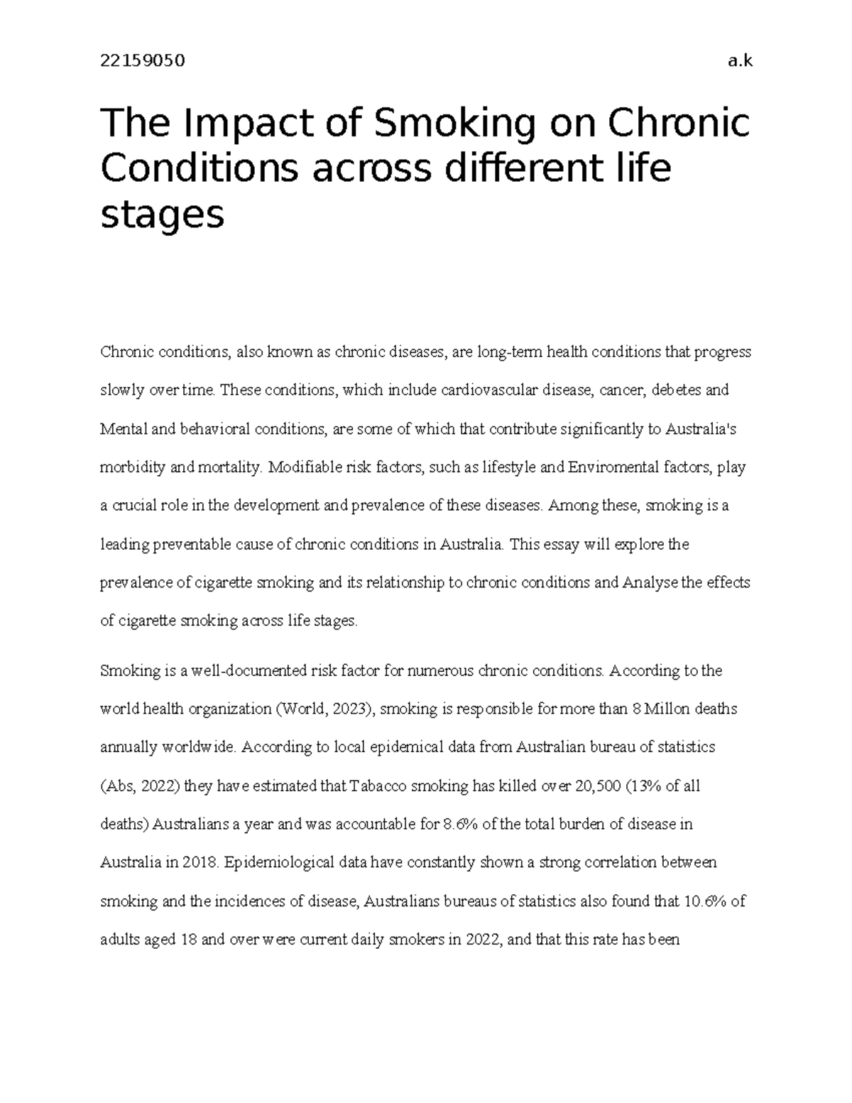 Understanding the Impact of Smoking on Chronic Conditions Across Life ...