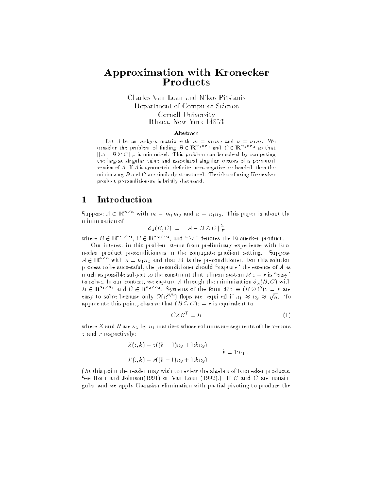 Kronecker Product Approximations in Matrix Analysis (CS 101) - Studocu