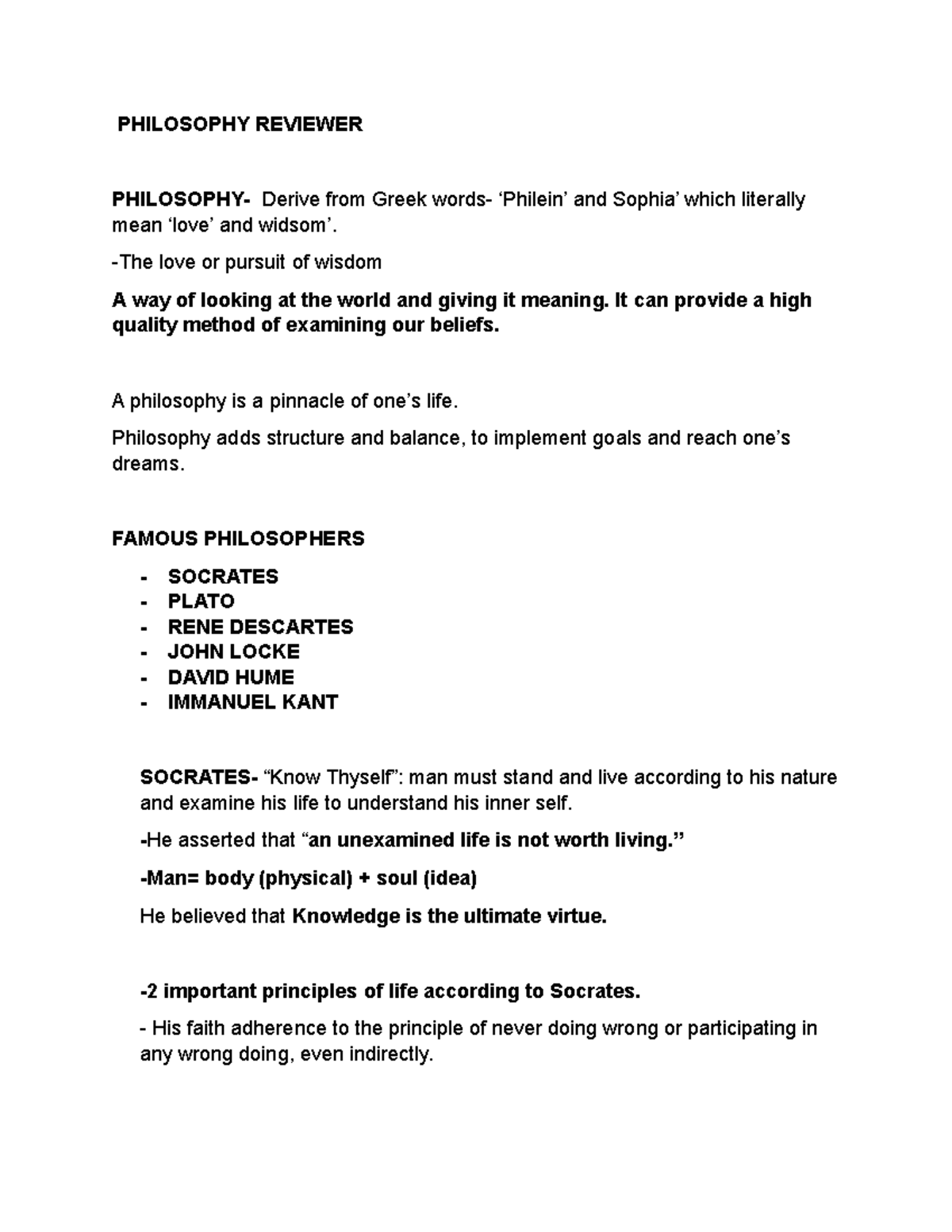 Philosophy Reviewer - N/A - PHILOSOPHY REVIEWER PHILOSOPHY- Derive from ...