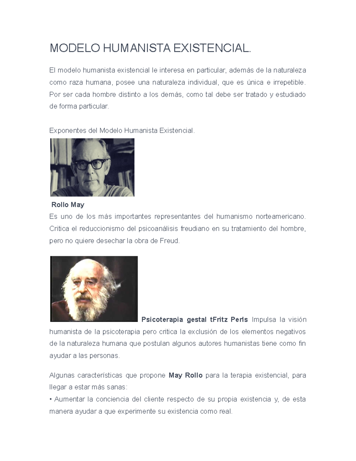 Modelo Humanista Existencial: Teoría y Práctica en Psicología - Studocu