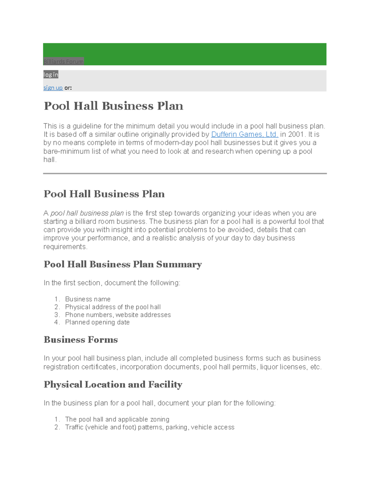 Pool Hall Business Plan Guidelines: Starting Your Billiard Room - Studocu