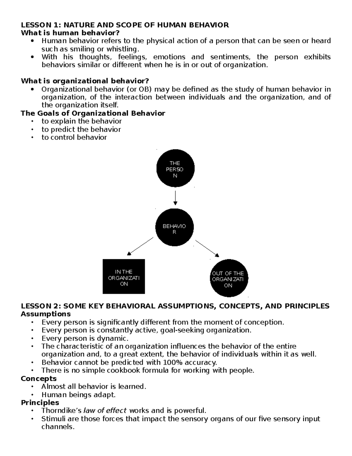 Human Behavior in Organizations - Review of Lessons 1 to 5 - Studocu