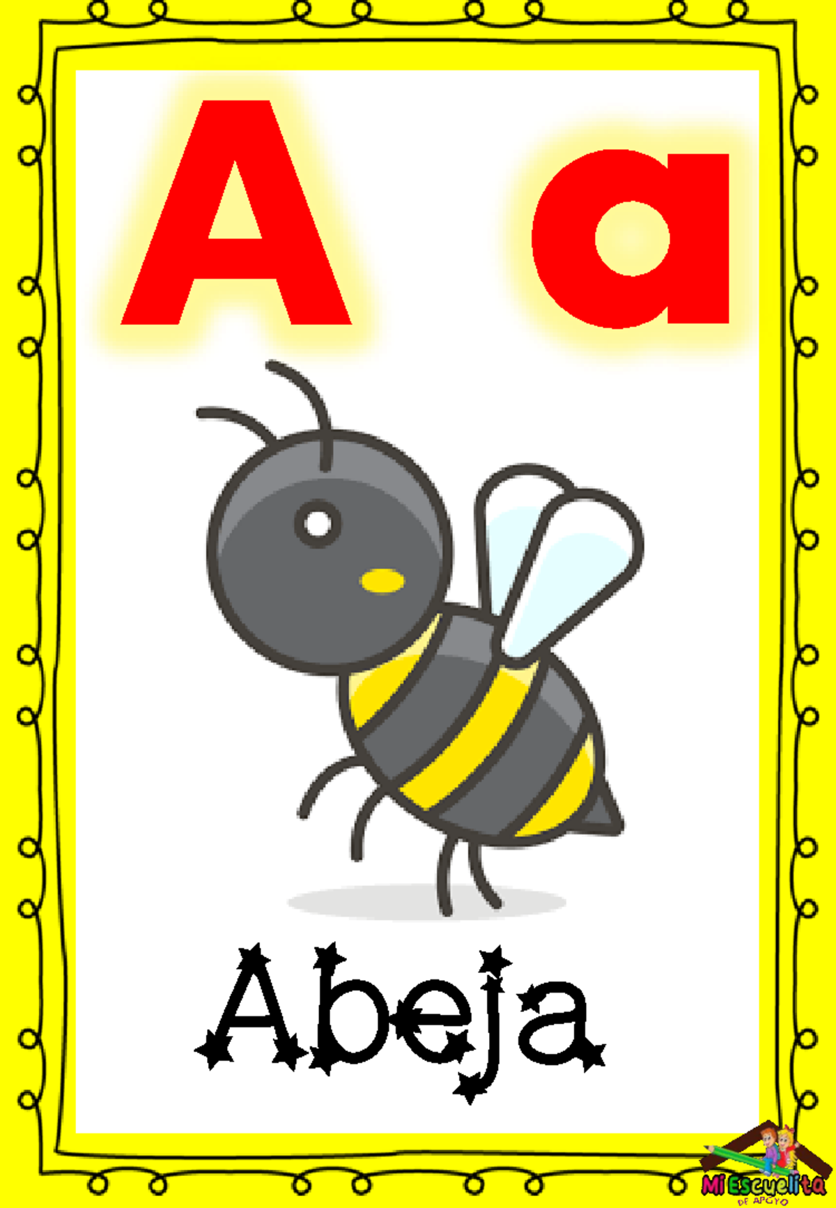 Abecedario - para pegar en el salon - Español - A Abeja B b Buho D d ...