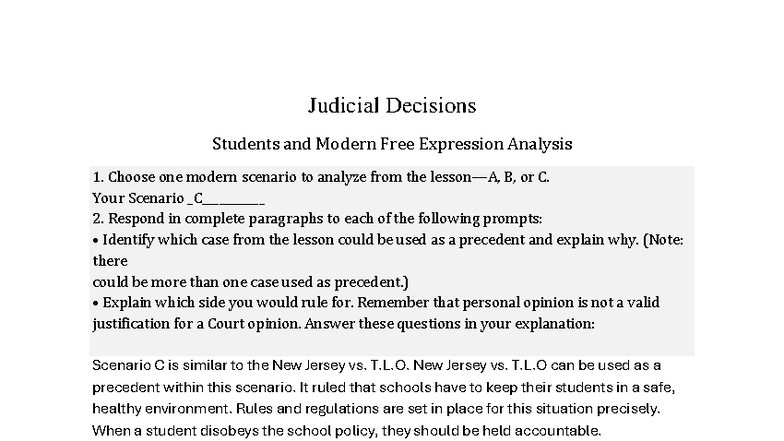 Judicial Decision Analysis: Students, Free Expression & Scenario C ...