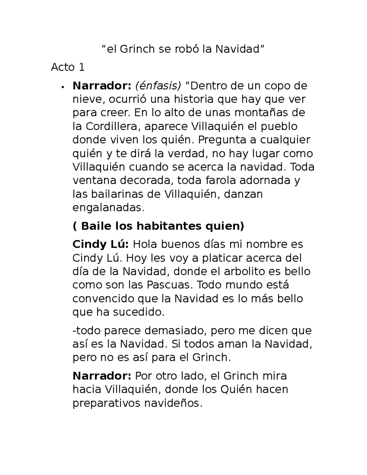 Diálogo: El Grinch y la verdadera esencia de la Navidad - Studocu