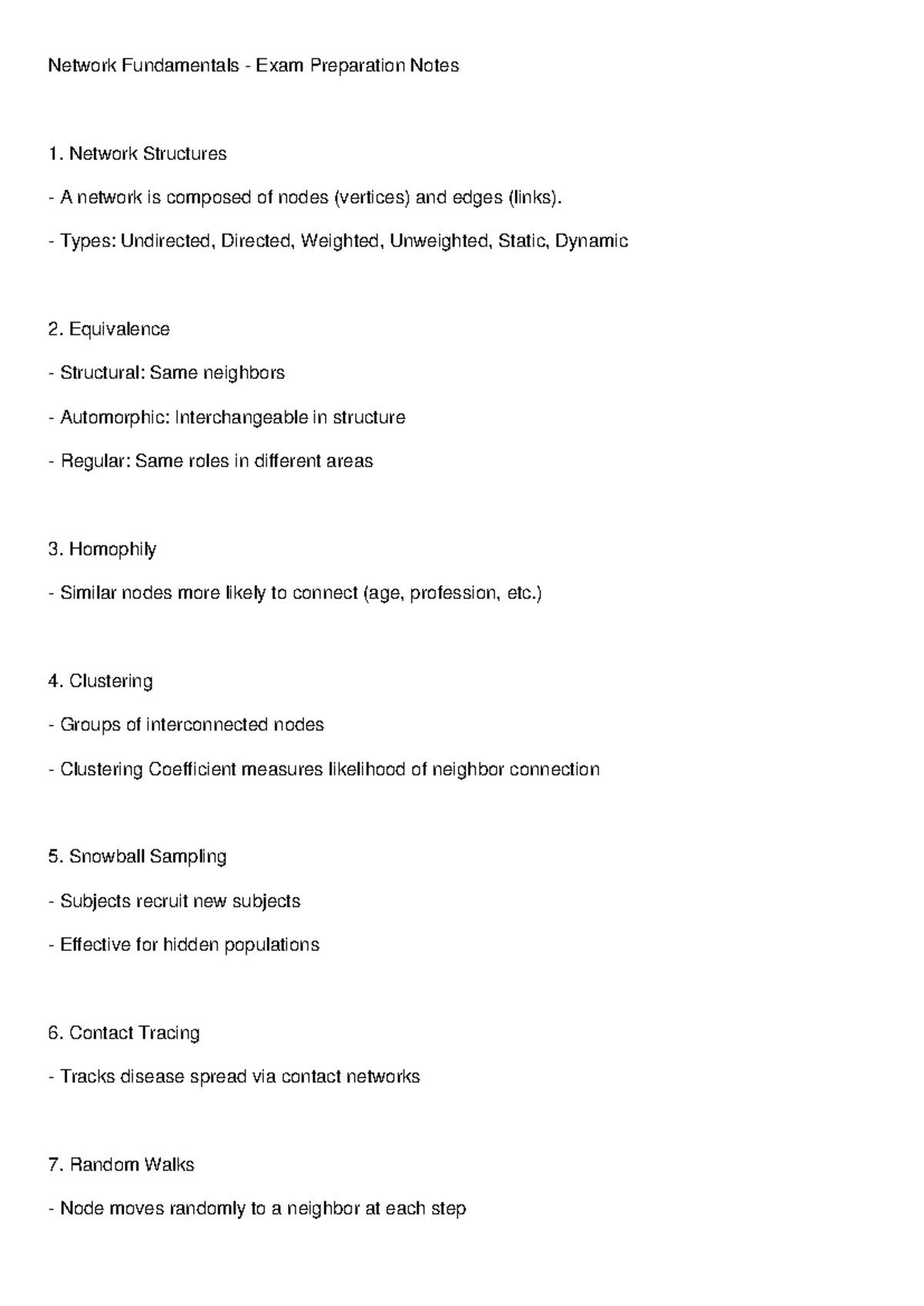 Network Fundamentals Exam Prep Notes: Key Concepts & Structures - Studocu