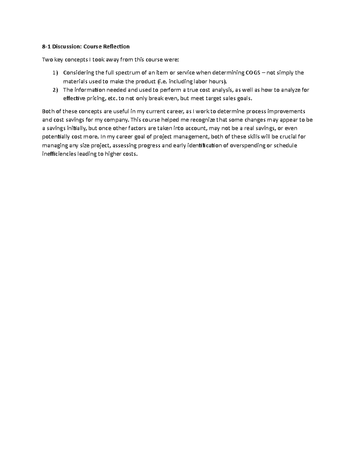 ACC-202 8-1 Discussion - Course Reflection - 8-1 Discussion: Course ...