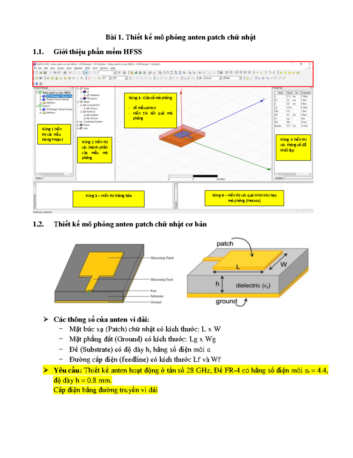 Bài 1 - Thực hành LT anten và truyền sóng - FE6085 - K15 - Bài 1. Thiết ...