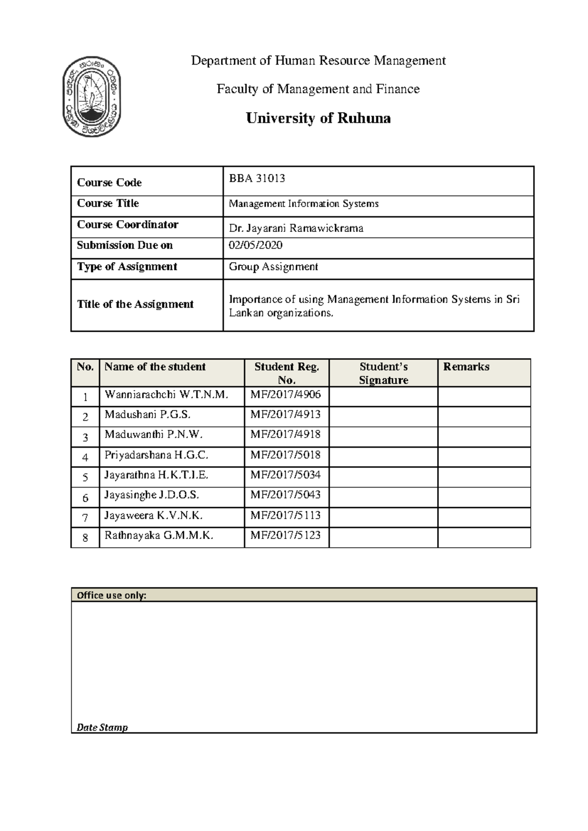 Management Information Systems (BBA 31013) Group Assignment Final ...