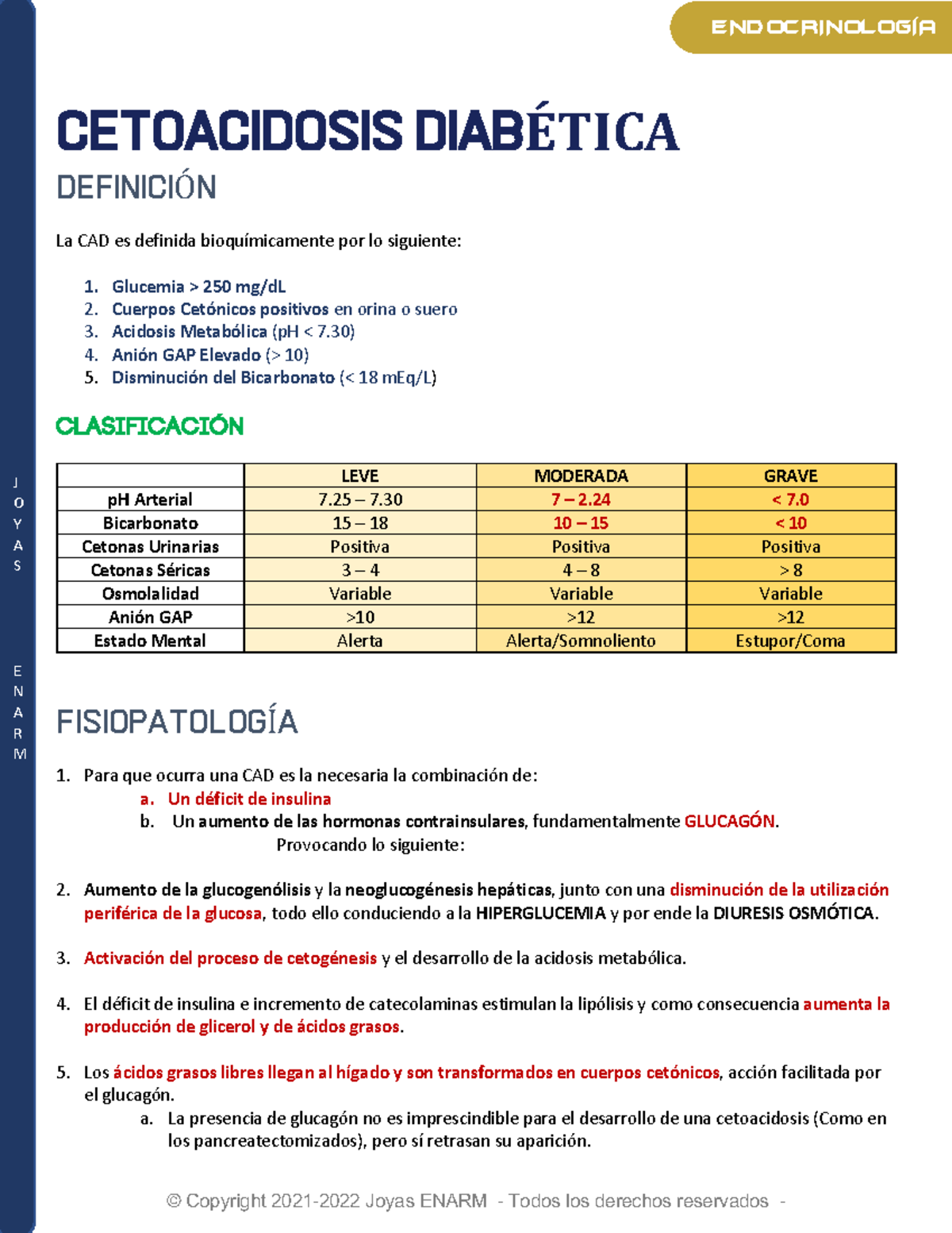 Cetoacidos Diabética (CAD) - J O Y A S E N A R M CETOACIDOSIS DIABÉTICA ...