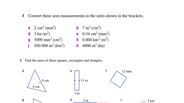 Measurement 3C: Area Conversions and Calculations - Studocu
