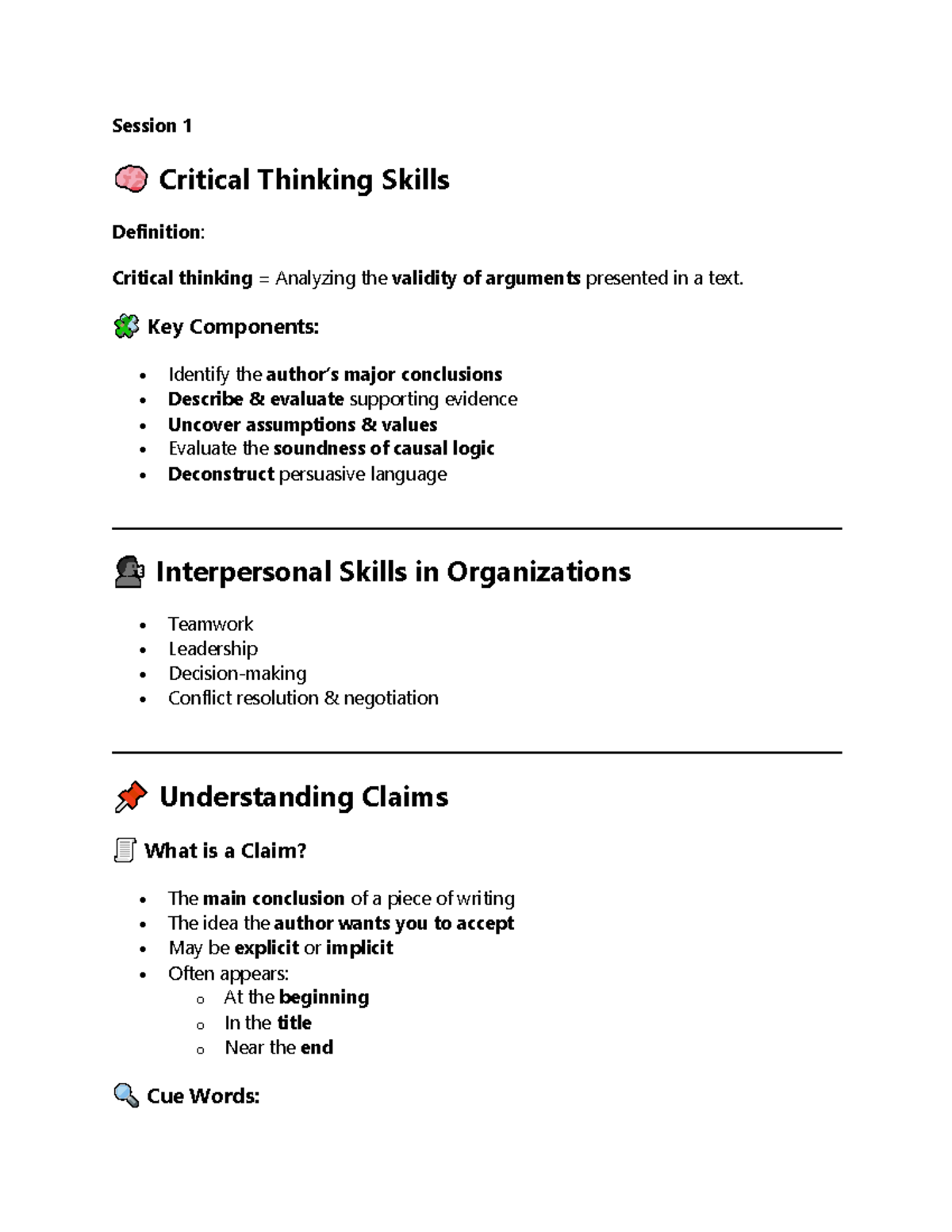 Comm 227 Midterm Notes: Critical Thinking & Leadership Skills - Studocu