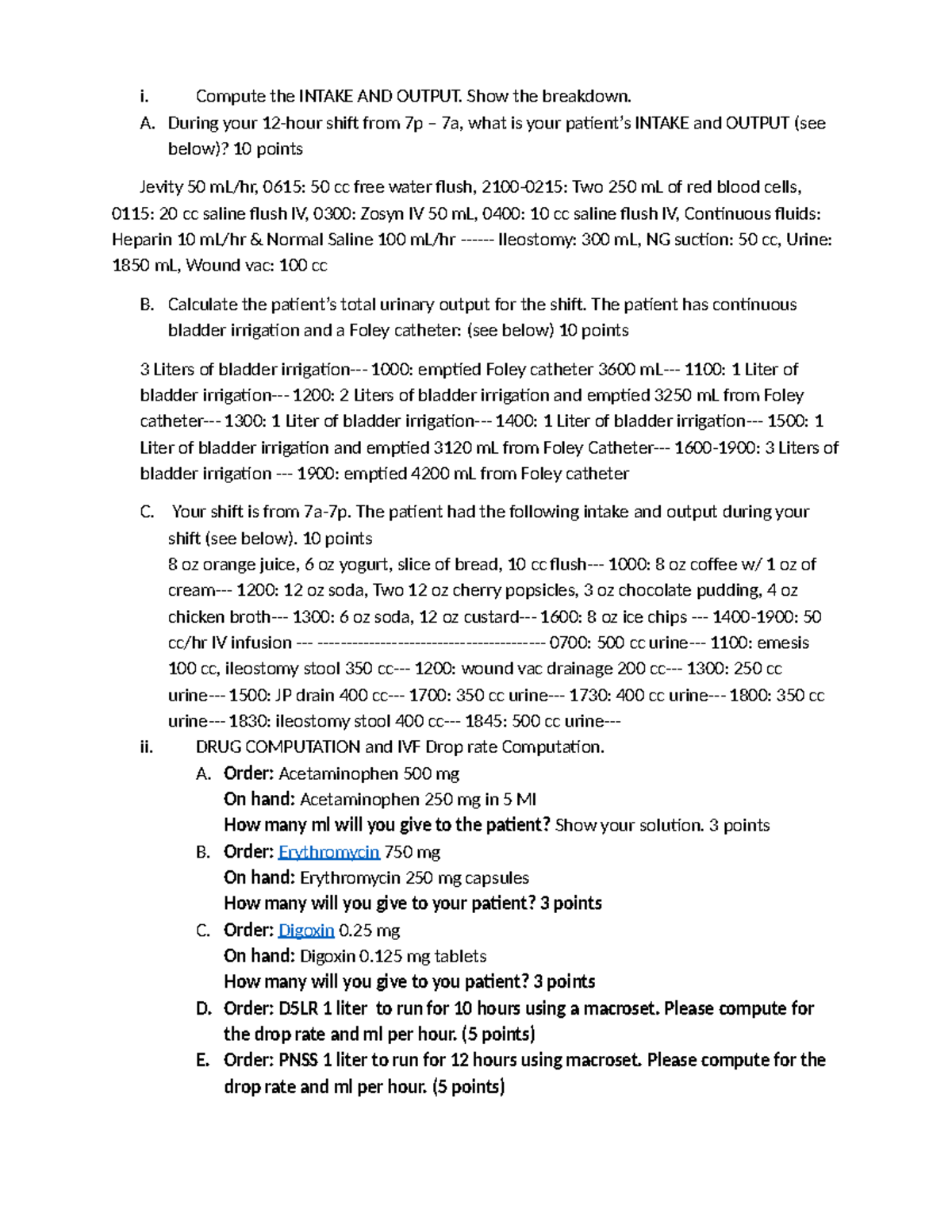 OB-WARD-QUIZ: Intake & Output Calculation and Drug Computation Guide ...