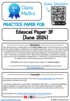 Predicted paper 2-Ist class maths - (June 2024) Edexcel Paper 2F ...