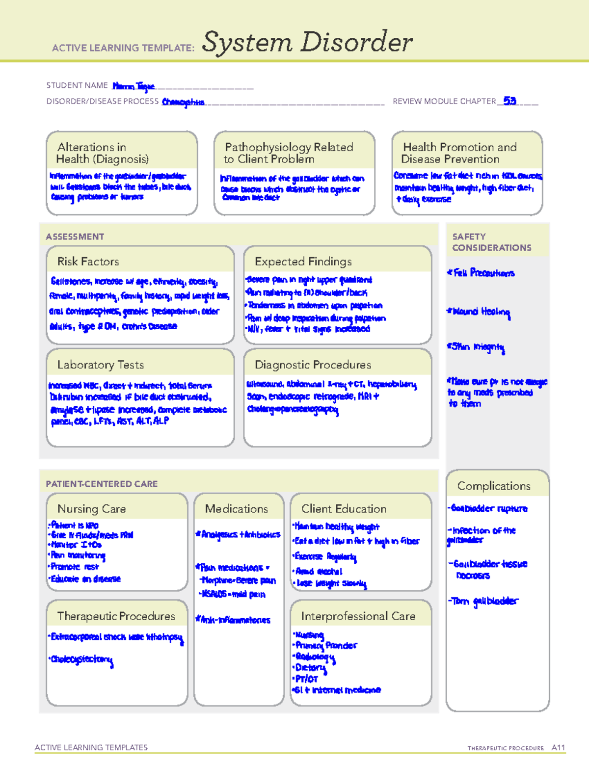 Cholecystitis - ATI Remediation templates - ####### ACTIVE LEARNING ...