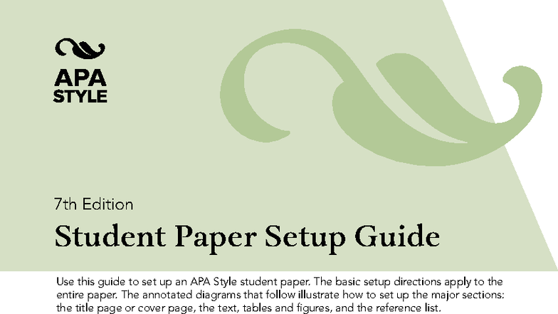 APA 7th Edition Student Paper Setup Guide - Studocu