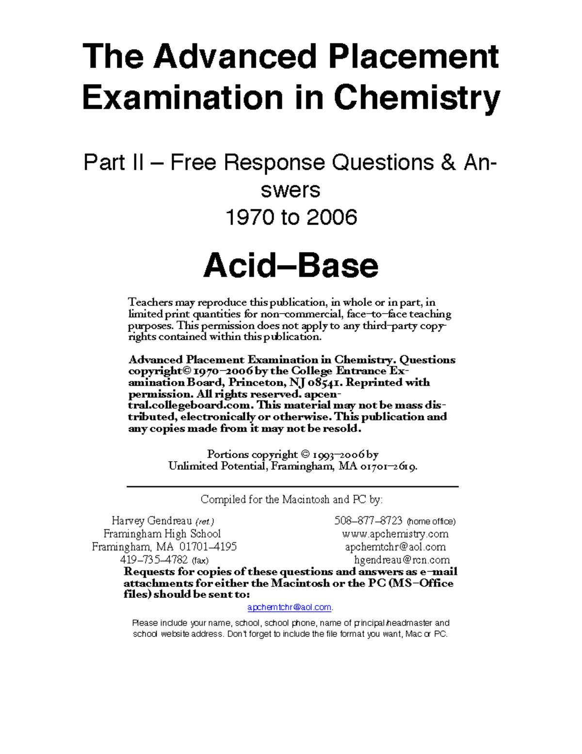 Acid base review notes for ap chemistry (1970-2006) - Studocu