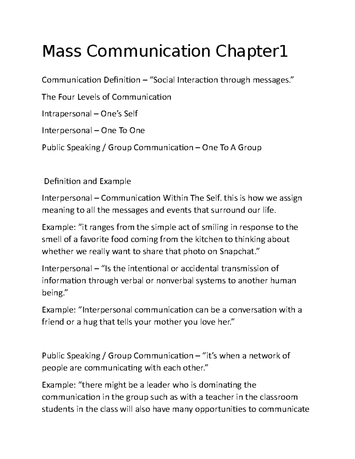 Mass Communication Chapter 1: Key Concepts and Overview - Studocu