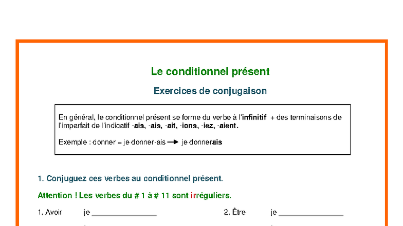 Le conditionnel présent exercices et corrigé - Le conditionnel présent ...