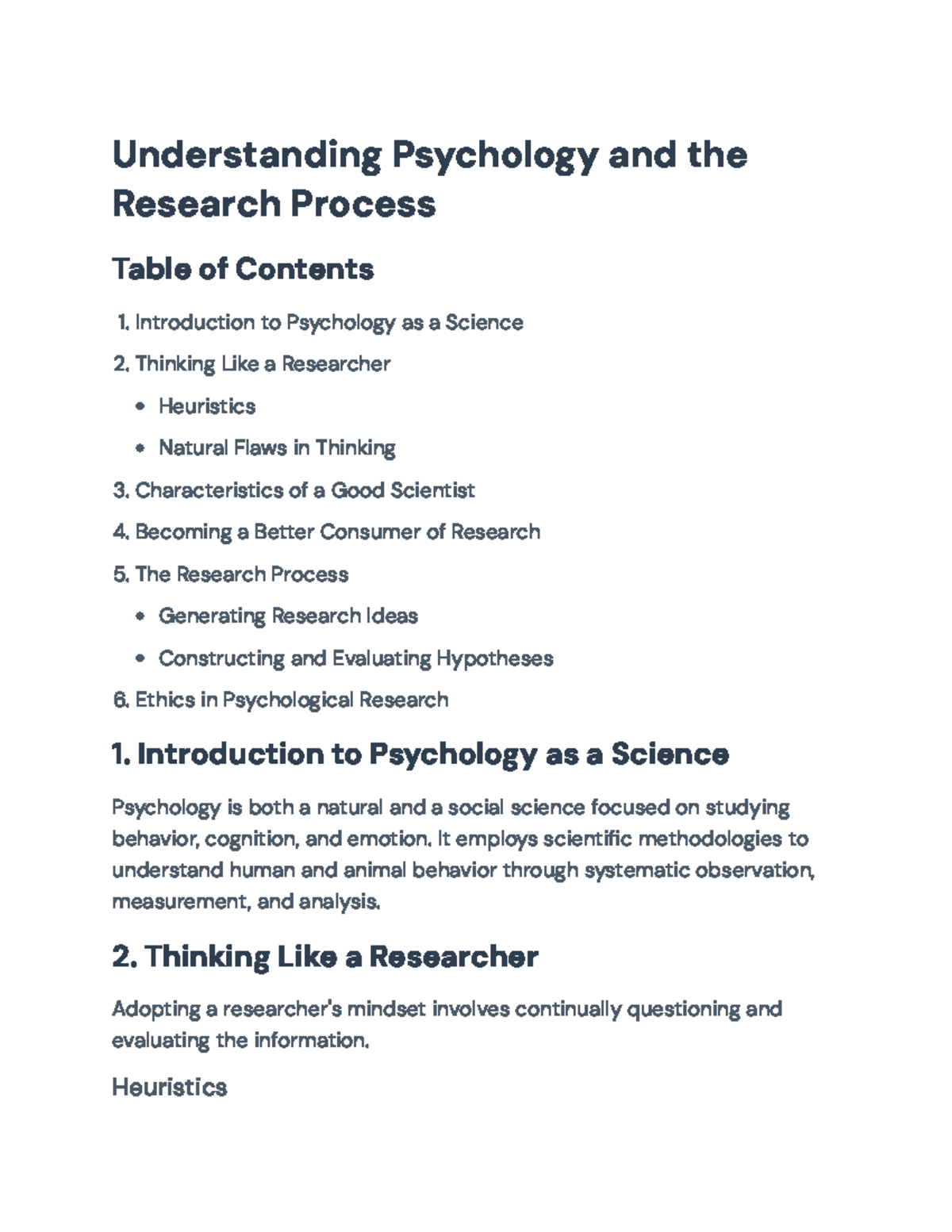 Psychology 101: Understanding the Research Process in Behavioral ...