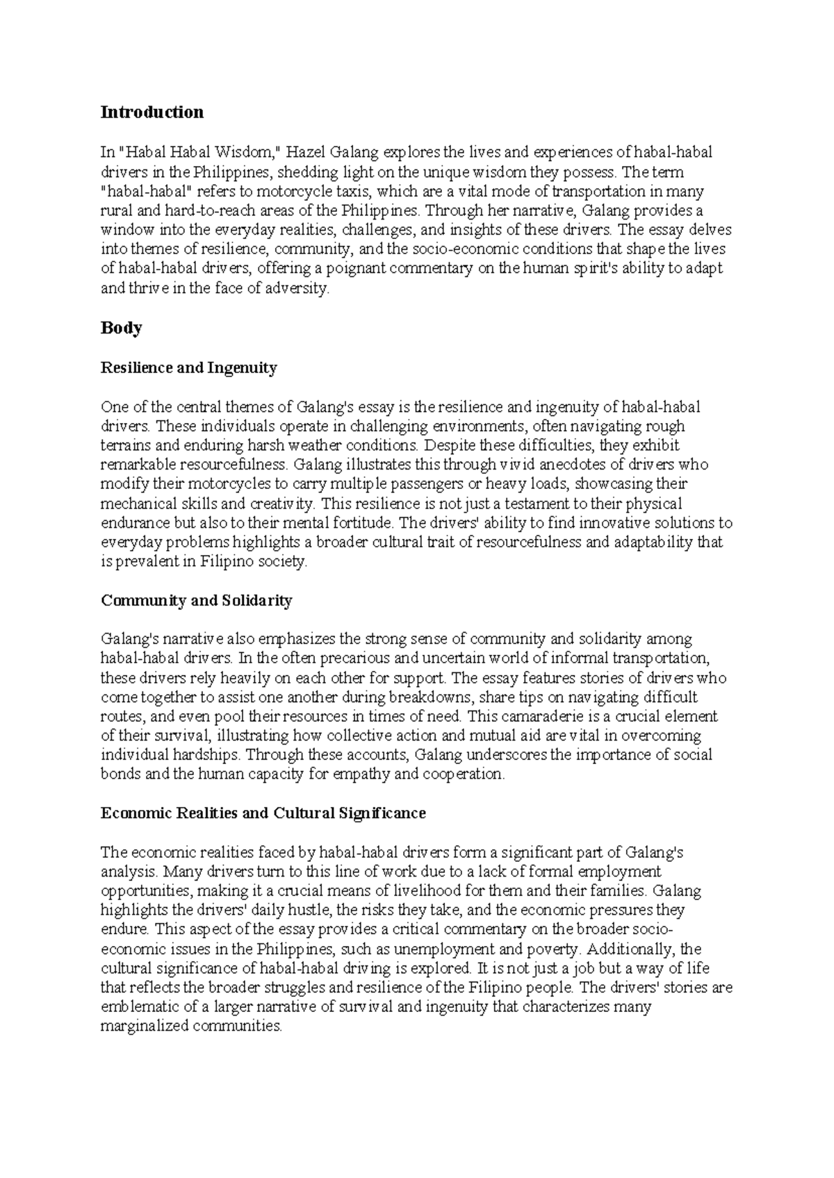 Habal Habal Wisdom: Resilience and Community in Filipino Transport ...